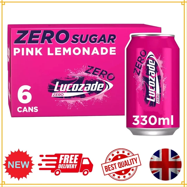 LUCOZADE ZERO FIZZY Drink, Pink Lemonade Flavour, Sugar Free, Low ...