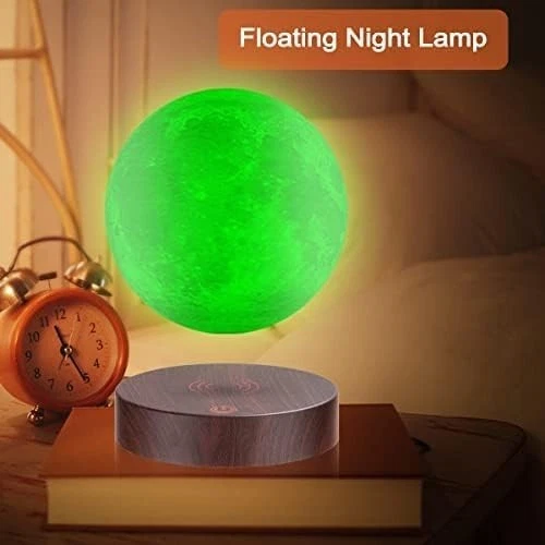 MAGNETIC LEVITATING 3D Moon Lamp, Floating Rotating LED Table Light ...