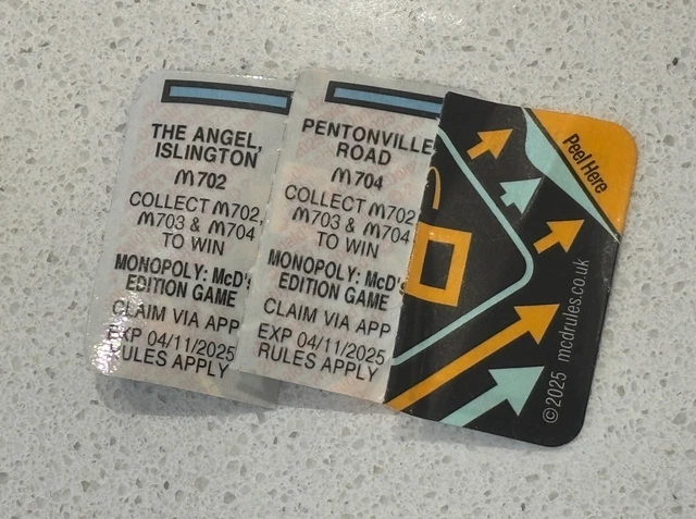 MCDONALD’S 2025 MONOPOLY Angel Islington + Pentonville Road Blue 2025 ...