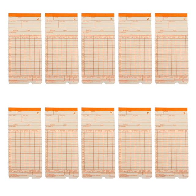 100 SHEETS TEST Card Paper Office Monthly Clocking Time Work Cards for ...