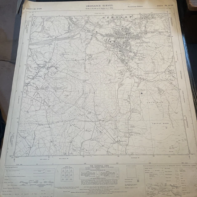 VINTAGE 1950'S OS Six-Inch Maps x 7, Provisional Edition - Cheshire ...
