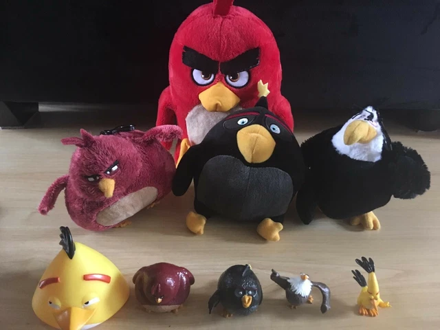 ANGRY BIRDS MOVIE Toy Lot Talking Red Plush Bomb Terence "6 Clip On ...
