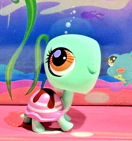 LITTLEST PET SHOP G4 Authentic Green Turtle Pink Swirl Shell #3110 New ...