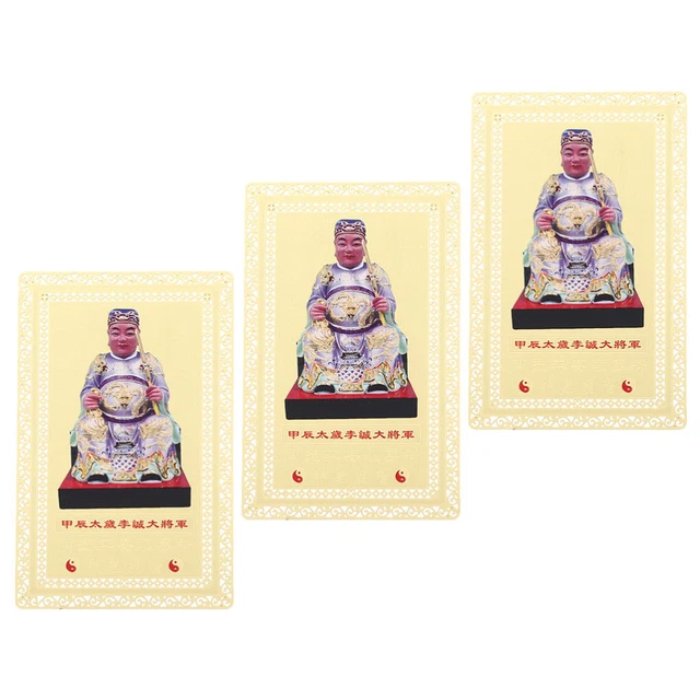 3 PCS FENG Shui Tai Sui Card Traditional Taisui Amulet Metal £6.35 ...