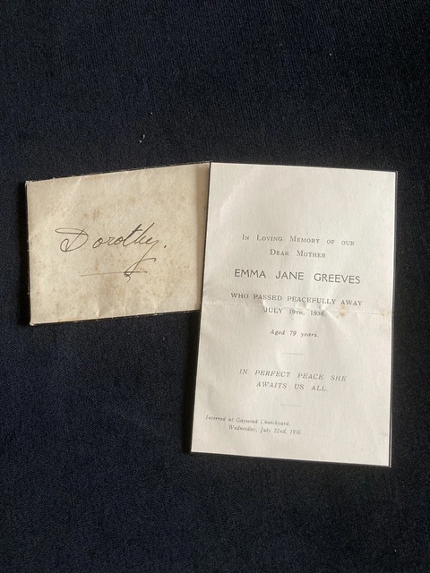 IN MEMORIAM FUNERAL Mourning Card Emma Greeves Died 1936 Gaywood ...