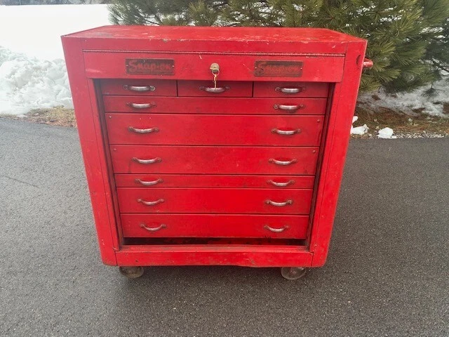 VINTAGE 1940S-50S SNAP On Rolla-Bench Tool Box Chest Cabinet 9 Drawers ...