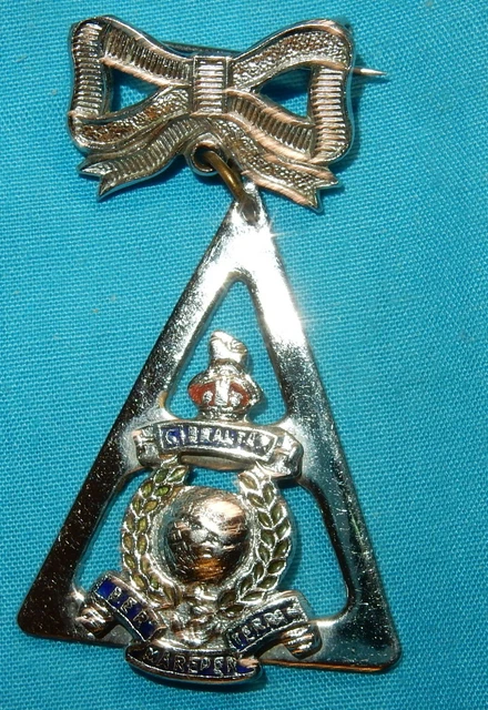 WW2 ERA ROYAL Marines Regiment Silver & Enamel Sweetheart Badge Fob ...