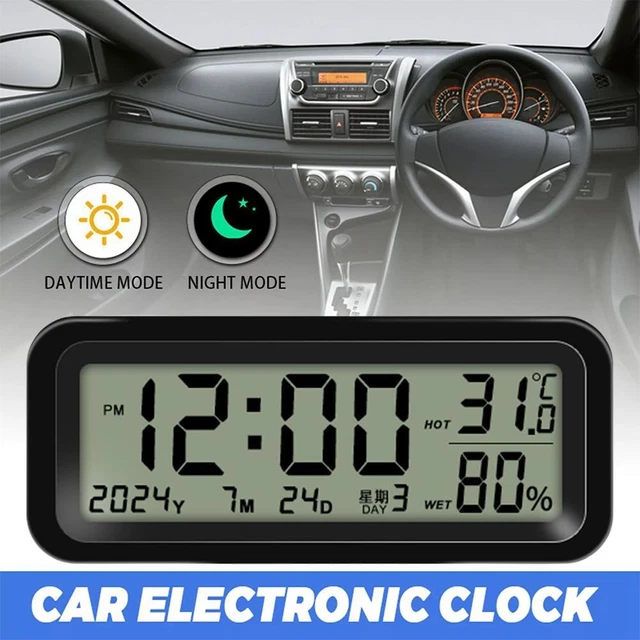 SOLAR RECHARGEABLE MINI Digital Clock for Car Dashboards Displays Time ...