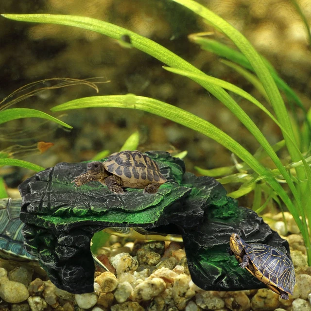 TURTLE BASKING PLATFORM Resin Craft Fish Breeding Turtle Climbing Stand ...