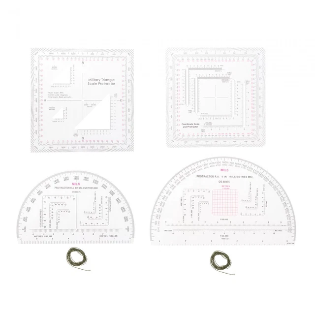 LAND NAVIGATION PROTRACTOR Topographical Scale Coordinate Scale for ...