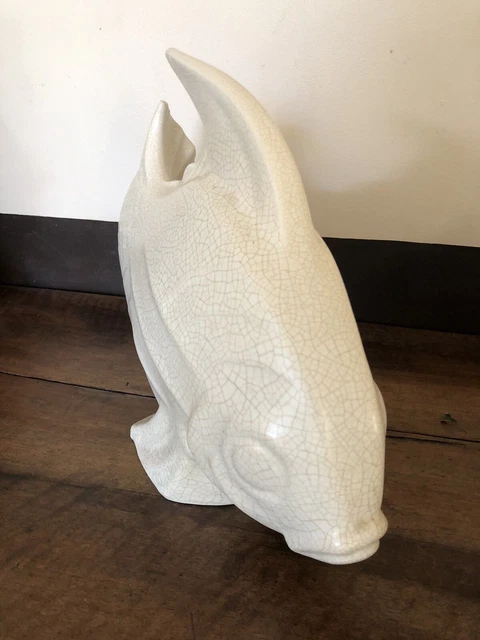 ANCIEN GRAND POISSON céramique craquelée Lejan ? Art Déco EUR 90,00 ...