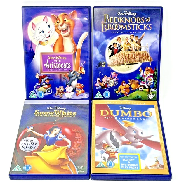 4 CLASSIC DISNEY Films. Dumbo Snow White Aristocats Bedknobs ...