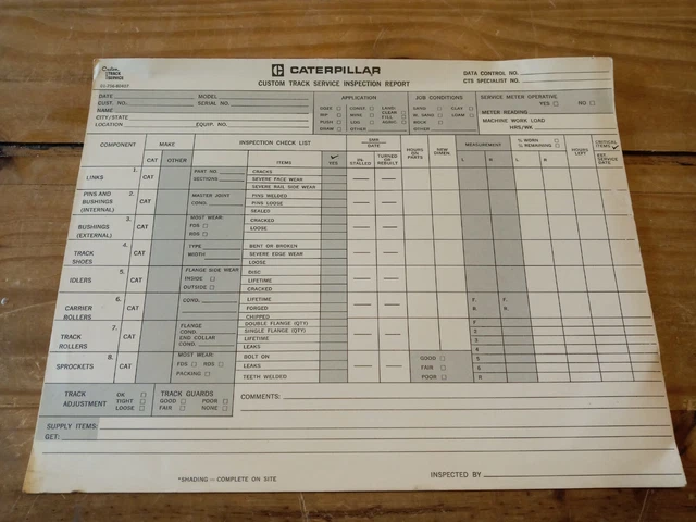 ORIGINAL CATERPILLAR CUSTOM track service inspection report 18 pages £8 ...