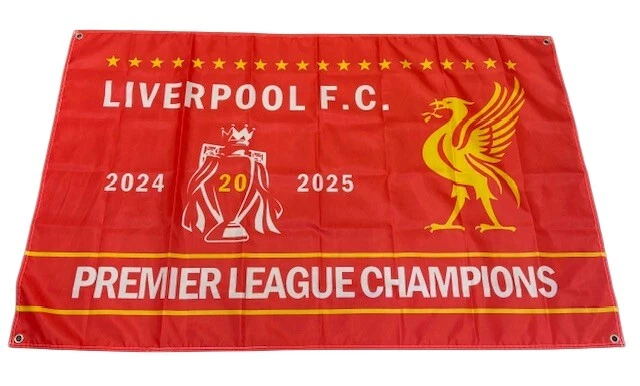 LIVERPOOL PREMIER LEAGUE CHAMPIONS FLAG 2024/25 5x3 FOOT FREE 48 HOURS ...