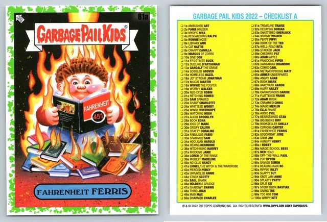 GARBAGE PAIL KIDS Green Parallel Book Worms Nearsighted NADIA GPK Card ...