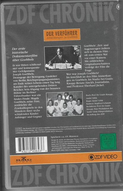 JOSEPH GOEBBELS - Der Verführer - ZDF Chronik - VHS gebraucht OVP EUR 3 ...