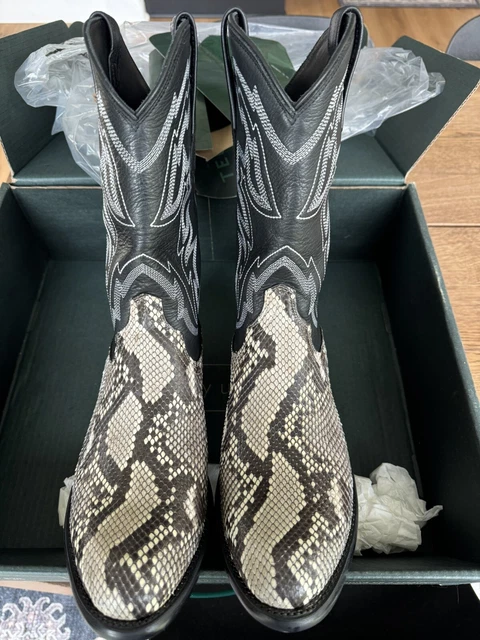TECOVAS BRYCE BONE Black Python Mens Cowboy Boots 9.5D Brand New in Box ...