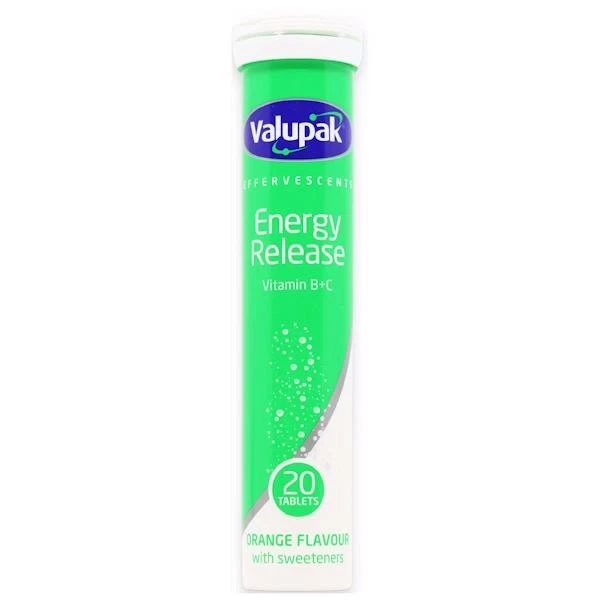 6 X VALUPAK Effervescent Energy Release Vitamin B+C 20 Orange Flavour ...