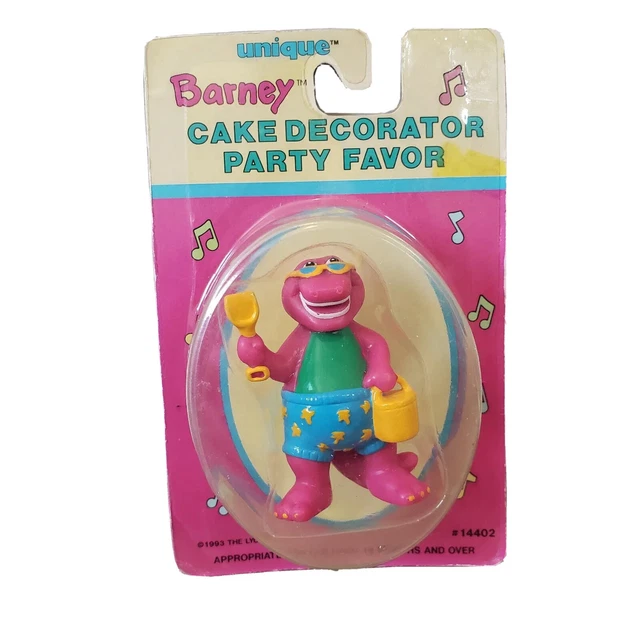 VINTAGE BARNEY THE Purple Dinosaur Cake Topper Toy Sand Bucket Shovel ...