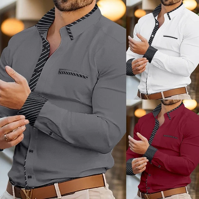 CHEMISE À MANCHES longues pour homme d'affaires couleur unie longueur ...