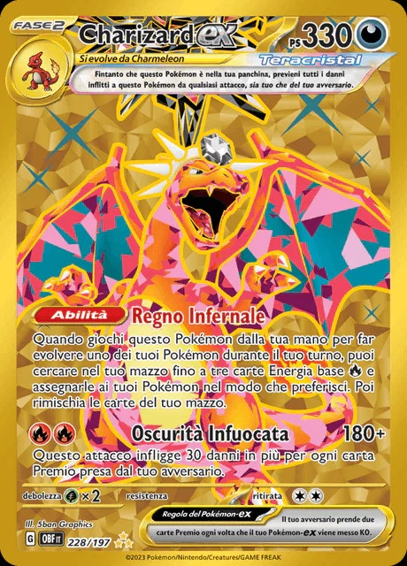 228-197 CHARIZARD EX Teracristal Gold Rara Segreta OBF Ossidiana Infuocata ITA EUR 29,90 ...