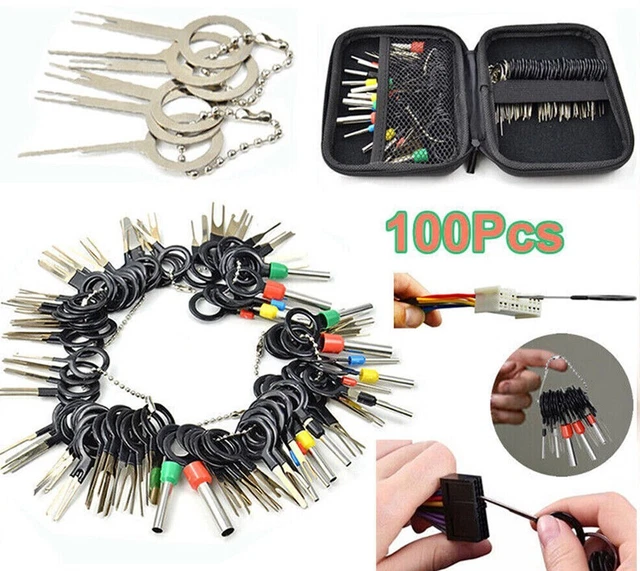 100PC PIN EJECTOR Wire Kit Extractor Auto Terminal Removal Connector ...