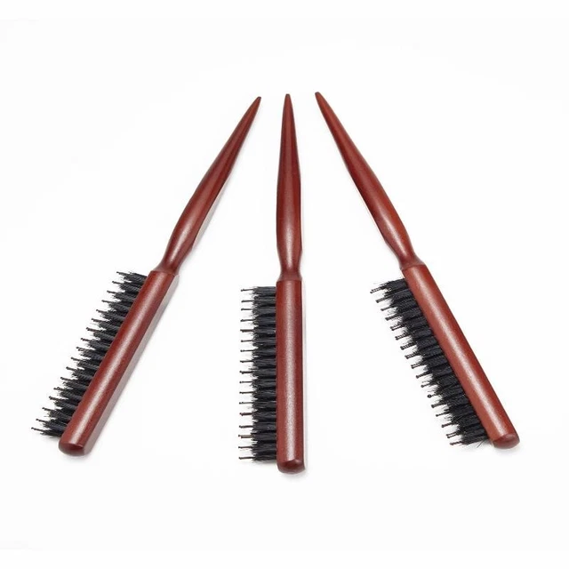 HAIRDRESSING TEASING COMB Brush With Boar Anti-Static Teeth Sectioning ...