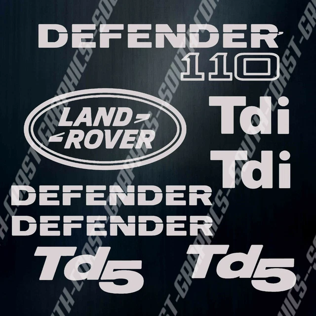 LAND ROVER DEFENDER 110 4x4 Decal Sticker Set in GLOSS SILVER TDI TD5 £ ...