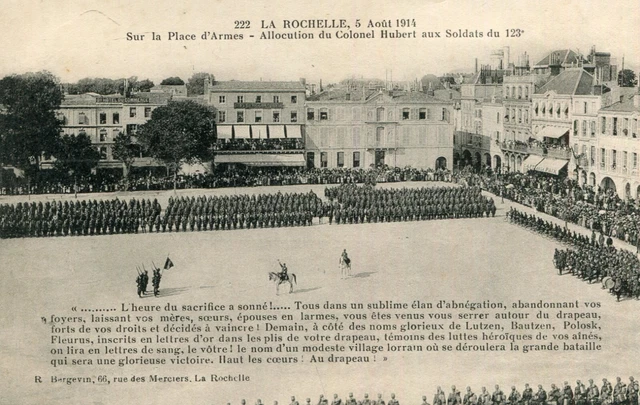 LA ROCHELLE 1914 Place Armes Allocution Colonel HUBERT Soldats 123 è ...