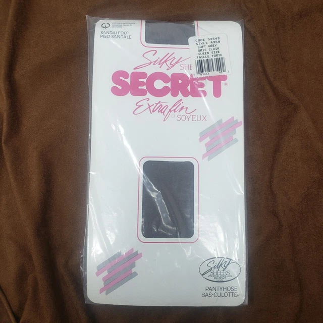 SECRET SILKY SHEER Queen Size Soft Grey Pantyhose New Unopened Old ...