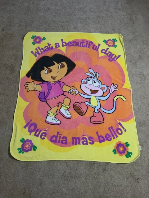 DORA THE EXPLORER Monkey Boots WHAT A BEAUTIFUL DAY Fleece Blanket ...