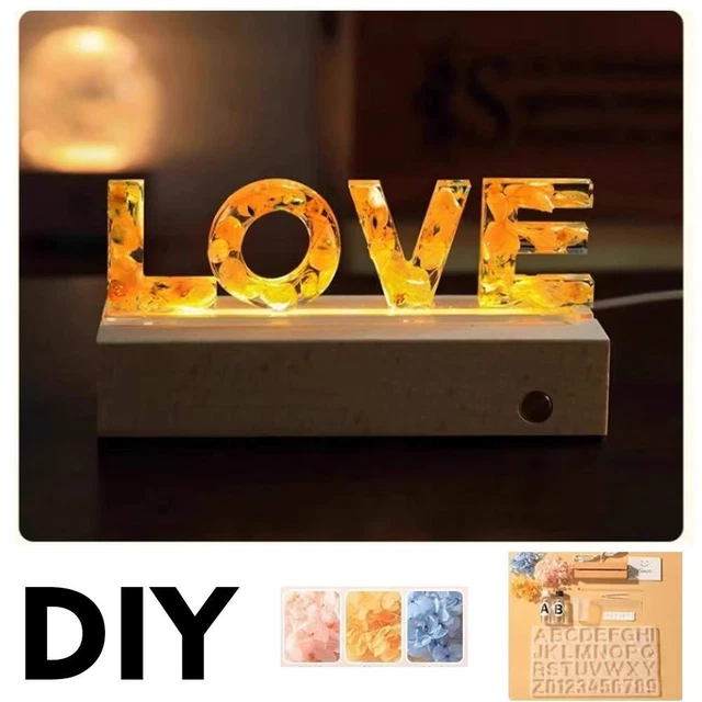 LETTER NIGHT LIGHT Dried Flower Eternal Flower Dropping Glue Handmade ...