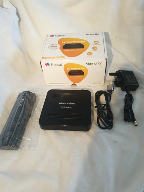 MANHATTAN SX FREESAT HD Box - Black c/w HDMI Lead, PSU And Remote With ...