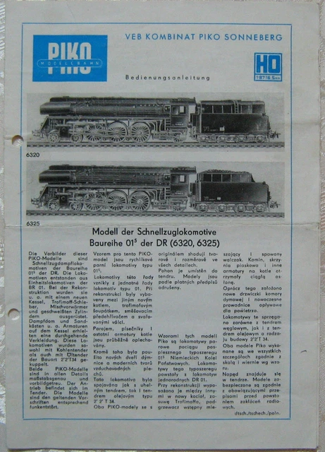 ANLEITUNG PIKO H0 Schnellzug Lokomotive DR 6320 6325 1976 VEB EUR 17,99 ...