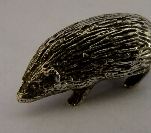 ENGLISH SOLID CAST STERLING SILVER MINIATURE HEDGEHOG FIGURE 1990 ...