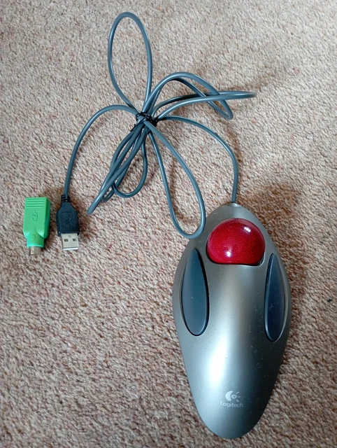 LOGITECH MARBLE USB PS2 PS/2 T-BB14 804371 trackball mouse - working ...