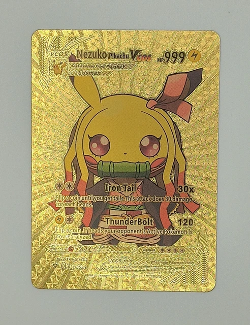 PIKACHU POKEMON NEZUKO Demon Slayer Pika Carte Card Holo Foil Prism ...