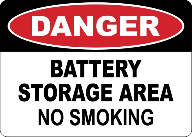 OSHA DANGER: BATTERY STORAGE AREA NO SMOKING| Laminated Vinyl Decal ...