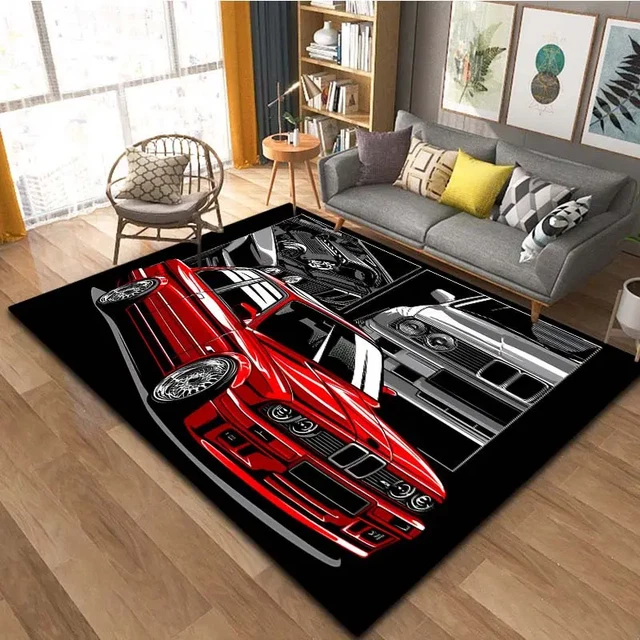 BMW E30 RACING car pattern design carpet for living room bedroom door ...