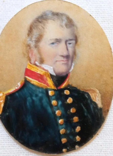 FINE PORTRAIT MINIATURE of ROYAL NAVAL Capt. C CAMPBELL 1839 IN UNIFORM ...