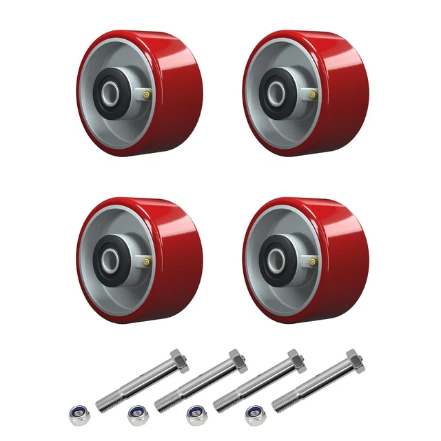4 INCH CASTER Wheels Heavy Duty, Polyurethane on Steel Wheel, 1/2" Bore ...