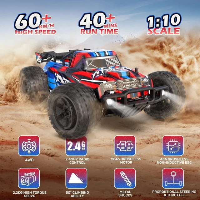 DEERC 210E 1:10 Brushless RC Cars High Speed 4X4 RTR Off Road RC ...