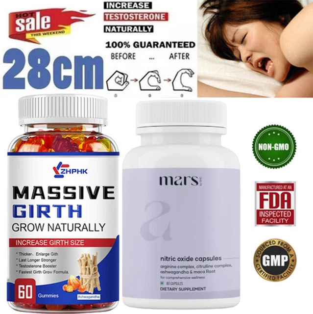 MARS NITRIC OXIDE 60 Capsules + Male Enhancement 60 Gummies Booster ...
