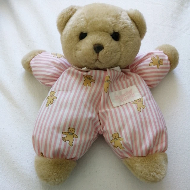 VINTAGE DANCING BEARS Teddy Soft Toy Blue Striped Plush Stripe Golden ...