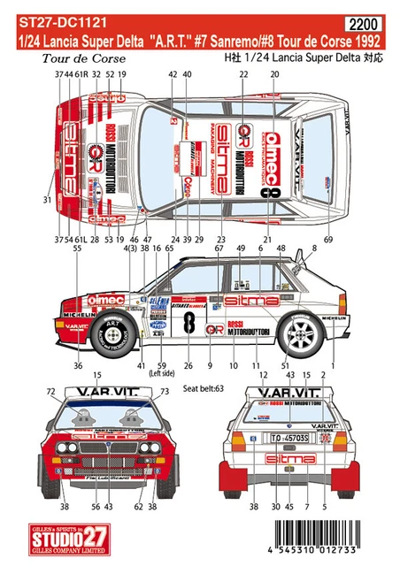 [ STUDIO 27 Decals ] 1/24 Lancia Super Delta A.R.T de Corse for ...