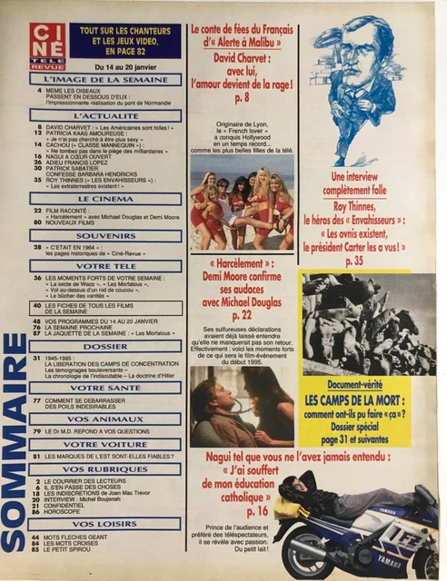 CINE REVUE 2/1995-DAVID Charvet-Roy Thinnes-Patricia Kaas-Marie Laforet ...