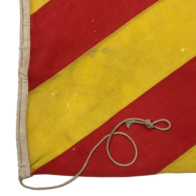LARGE VINTAGE WOOL Nautical Signal Flag ICS Maritime Naval Ship Cloth ...