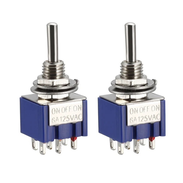 INTERRUPTOR PALANCA ENCLAVAMIENTO Mini Guitarra DPDT 3 Posiciones 6 Pin Azul 2pz EUR 8,39 ...