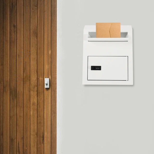 WALL MOUNT MAILBOX Locking Code Lock Drop Mail Box Cash Checks Mailbox ...