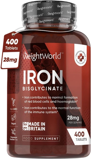 GENTLE IRON TABLETS High Strength 28mg 400 Tablets Women & Men Vegan ...